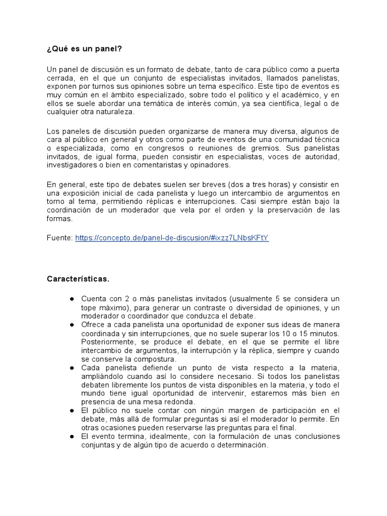 Panel de discusión: definición y características | PDF