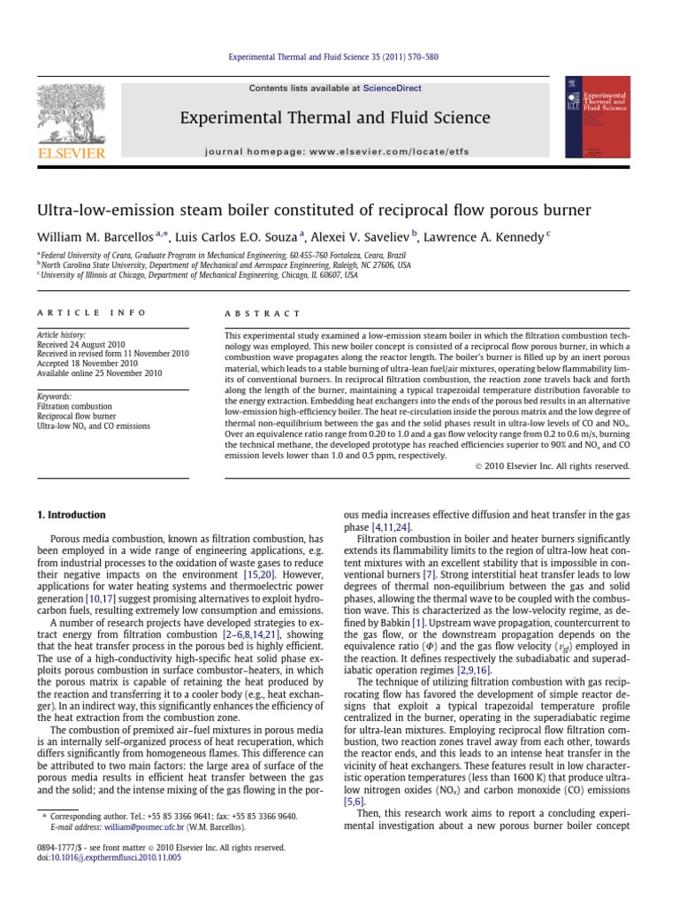 Experimental Thermal and Fluid Science | PDF | Heat Exchanger | Combustion