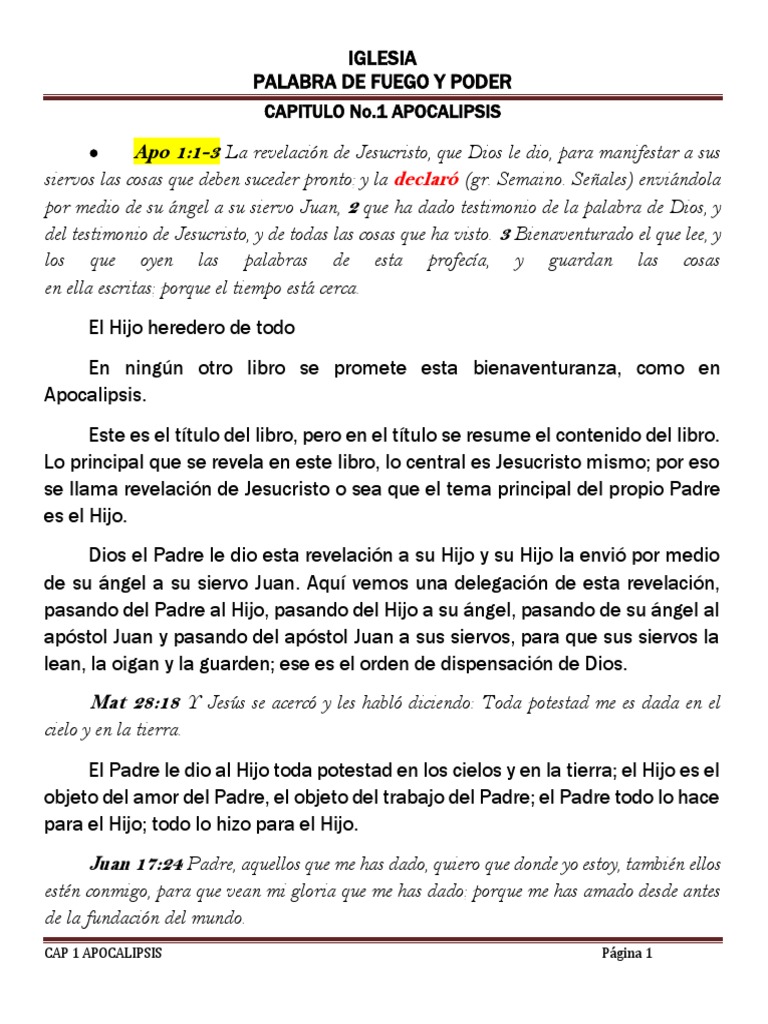 Cap 1 Apocalipsis Final Pdf Cristo Título Jesús