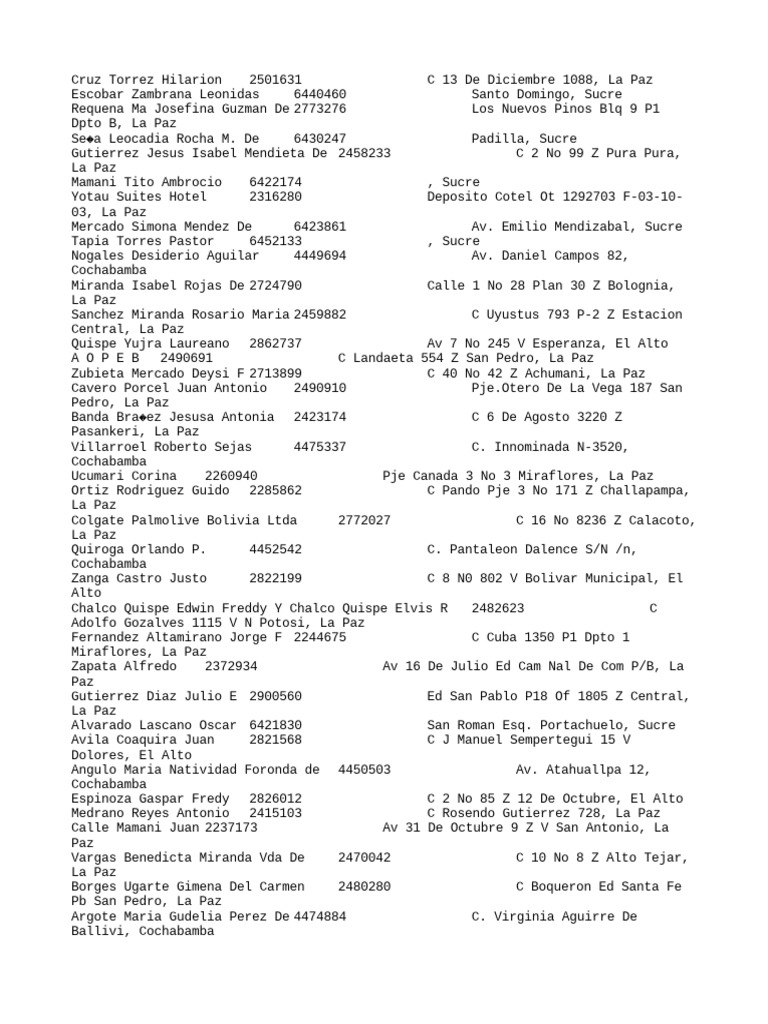 Sample BOLIVIA PHONE | PDF | Bolivia