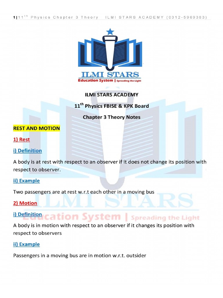 Class 11 Physics Chapter 3 Theory Notes | PDF