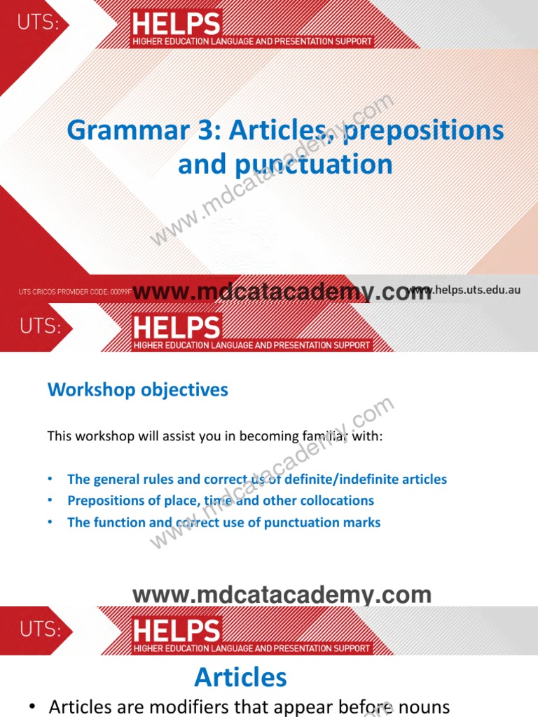 Mastering the Fundamentals: A Workshop on Articles, Prepositions, and ...