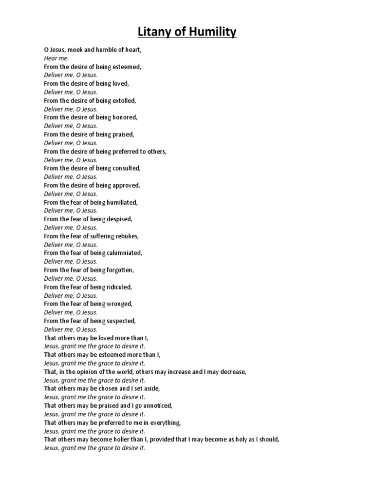 Litany of Humility | PDF | Religion & Spirituality