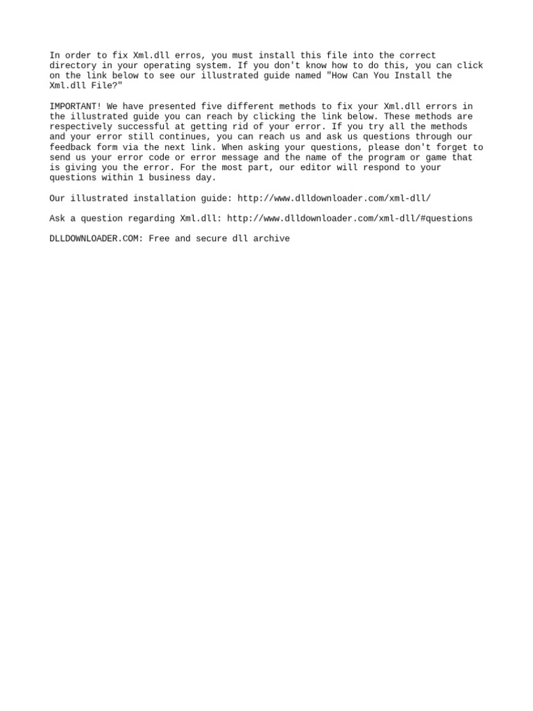 How To Fix Xml Dll Errors Pdf