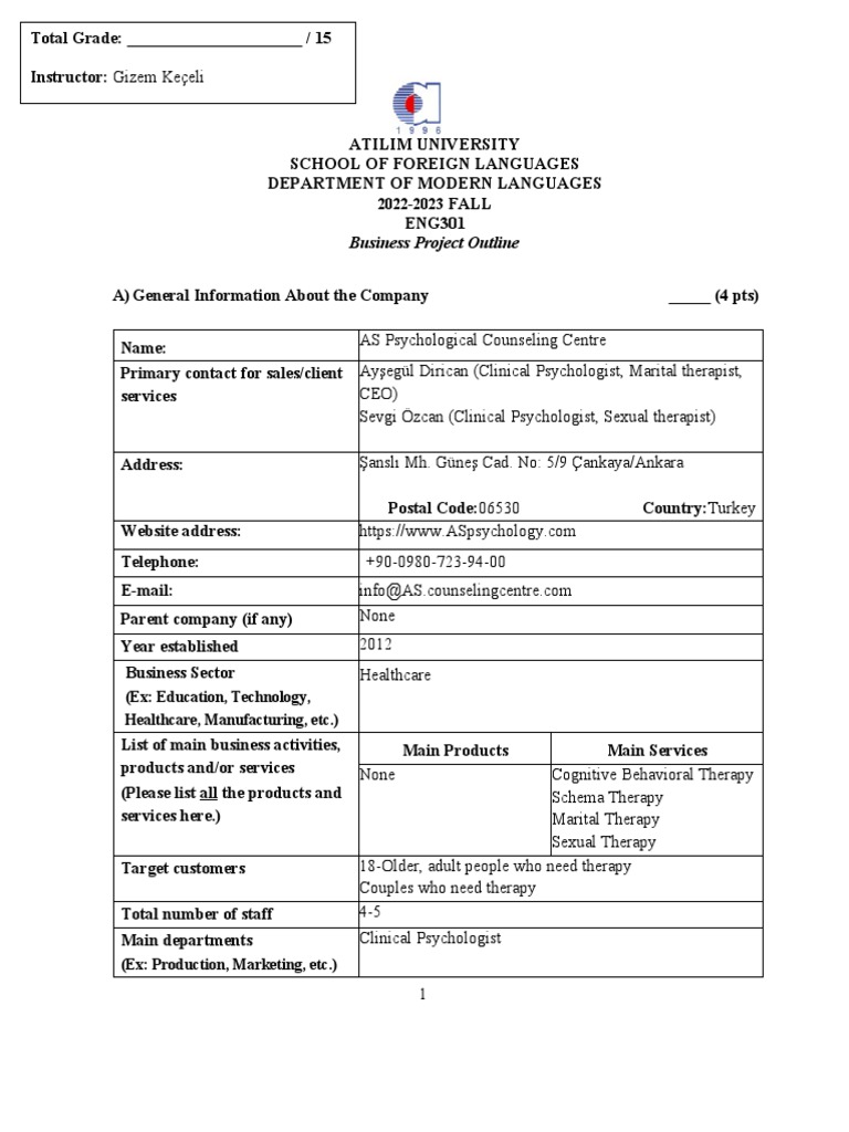 ENG301 Project Outline Task Sheet | PDF