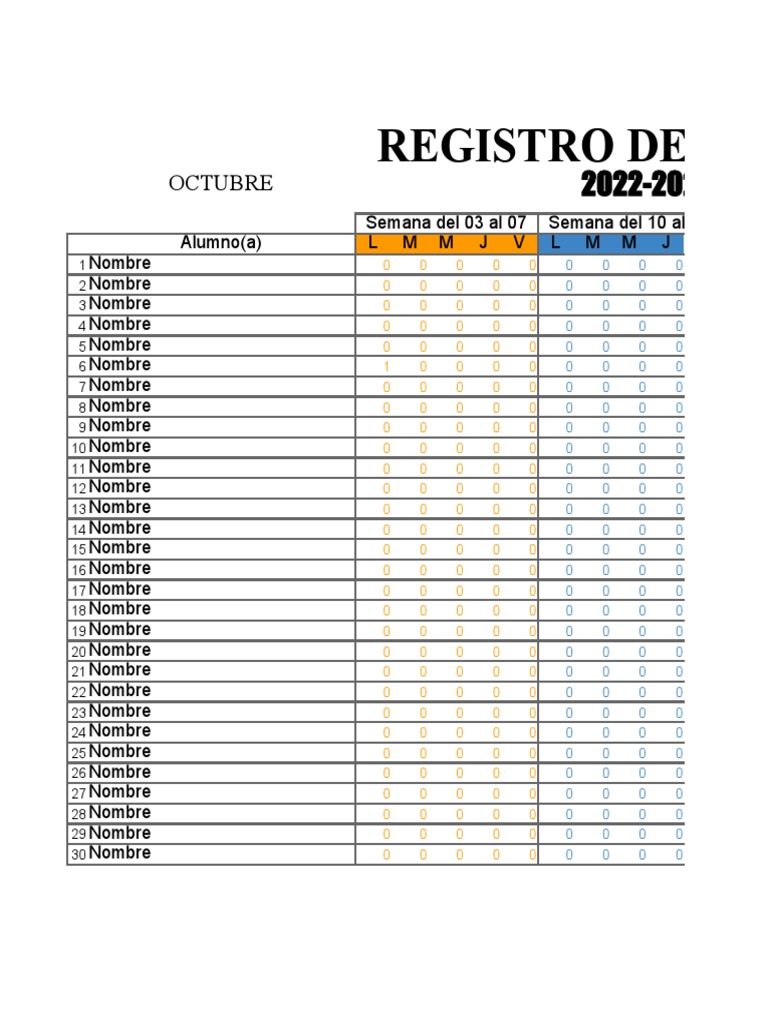 Registro de Asistencia 2022-2023 | PDF | Hogar, jardinería y bricolaje
