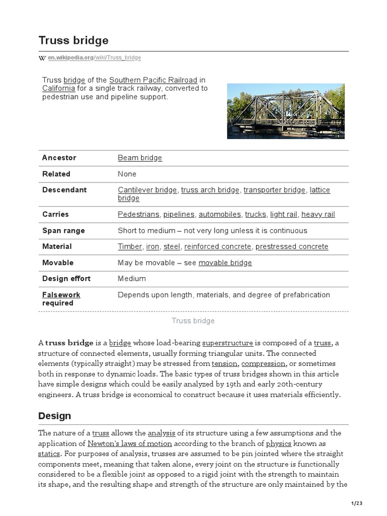 Truss Bridge | PDF | Truss | Structural Engineering