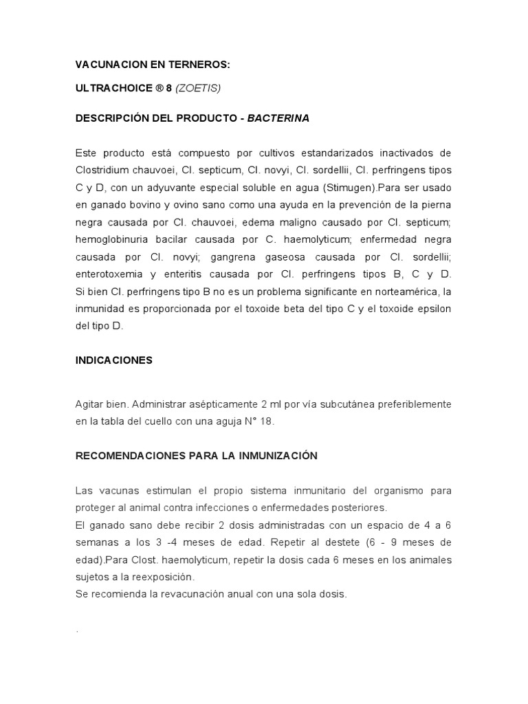 Vacunacion en Terneros: Ultrachoice ® 8 (Zoetis) Descripción Del ...