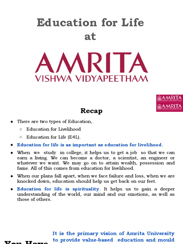 Education For Life at Amrita | PDF | Science