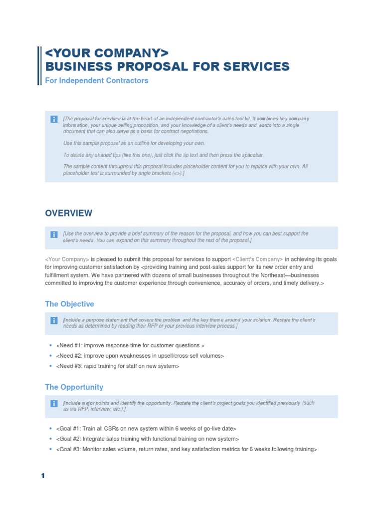 Business Proposal for Independent Contractors | PDF | Sales | Project ...