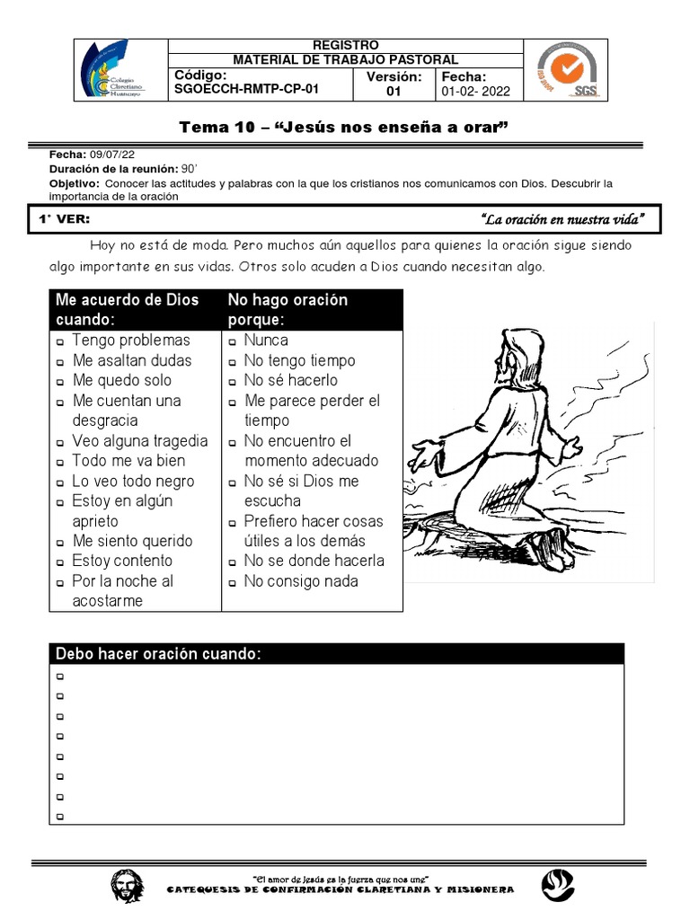 Tema 10. Jesus Nos Ensena A Orar | PDF | Oración | Jesús