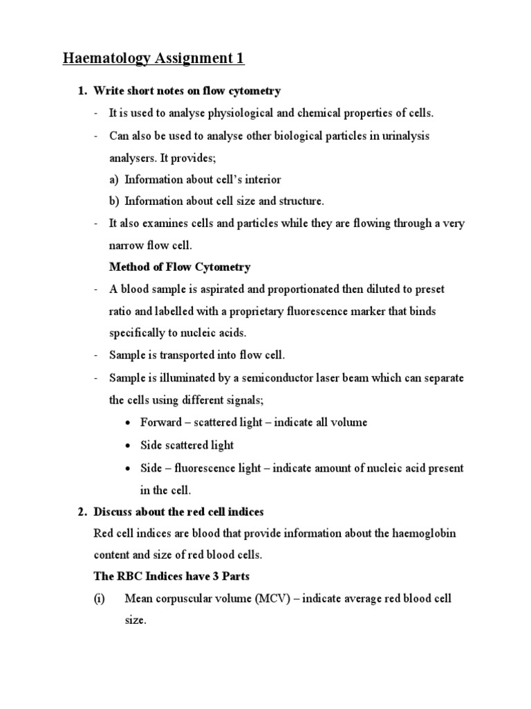 Haematology Assignment 1 | PDF | Hemoglobin | Blood