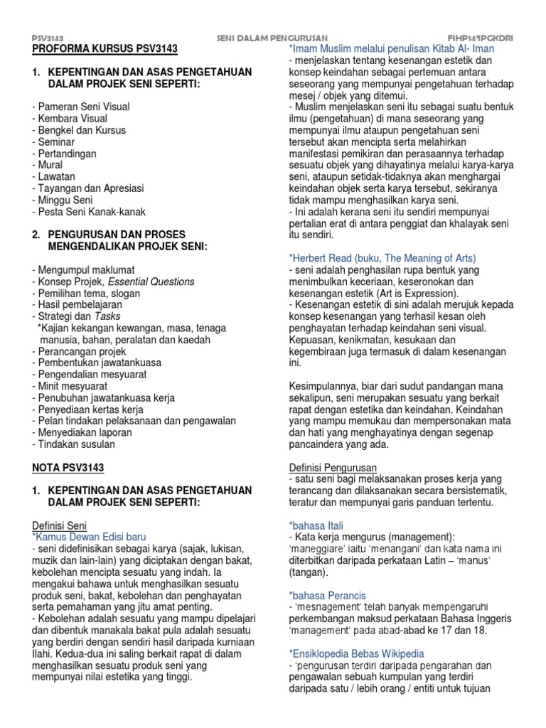 Nota PSV | PDF | Seni