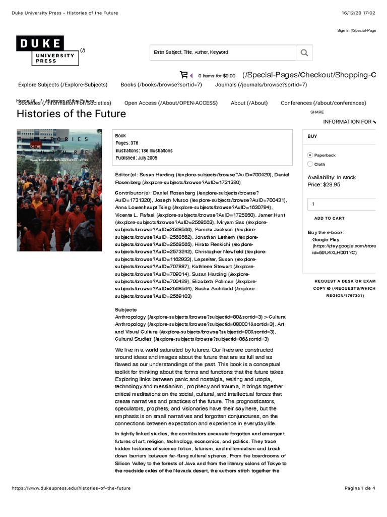 Duke University Press - Histories of The Future | PDF | Social Science