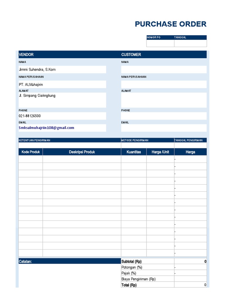 Contoh Purchase Order | PDF