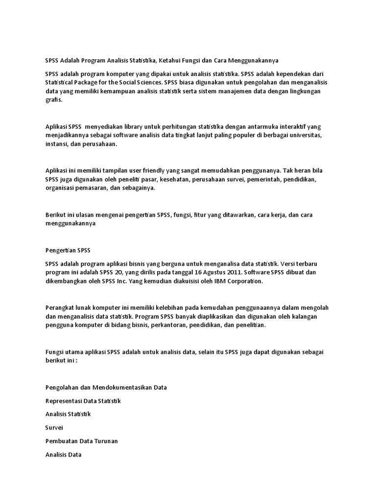 Panduan Lengkap Menggunakan SPSS | PDF