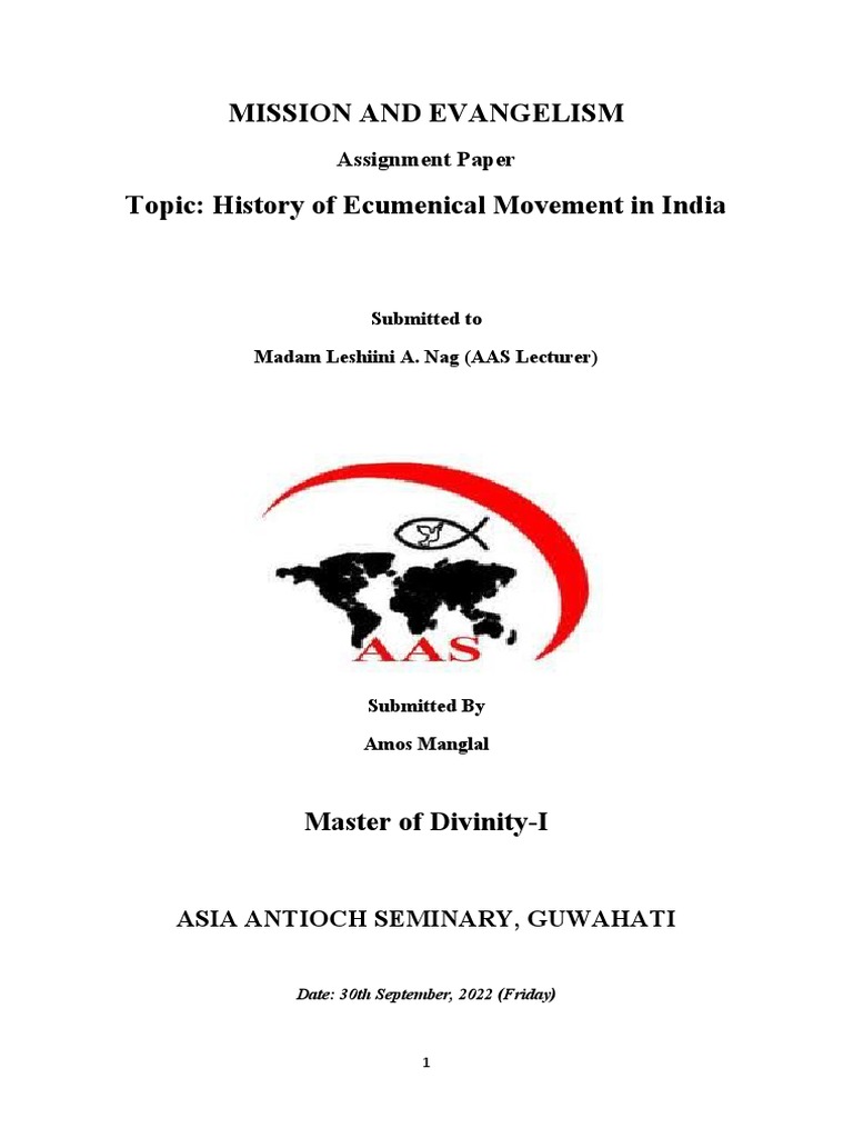 History of The Ecumunical Movement in India | PDF | Ecumenism ...