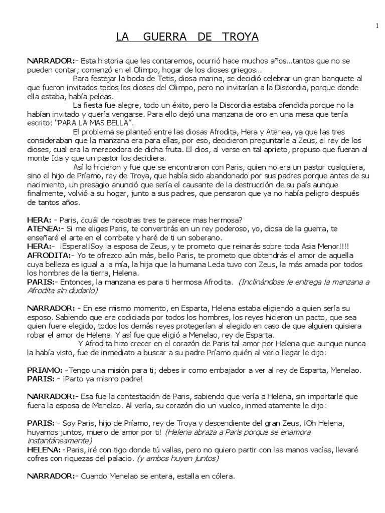 La Guerra de Troya | PDF | París (mitología) | Helena de Troya