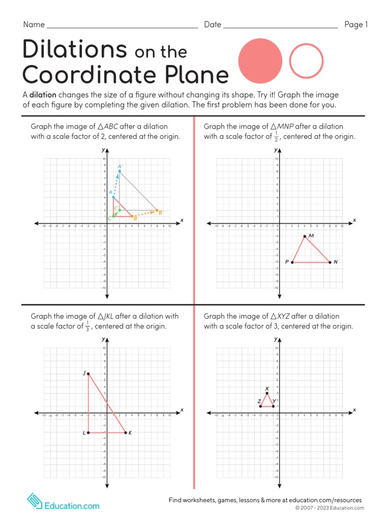 Dilations On The Coordinate Plane | PDF | Classical Geometry ...