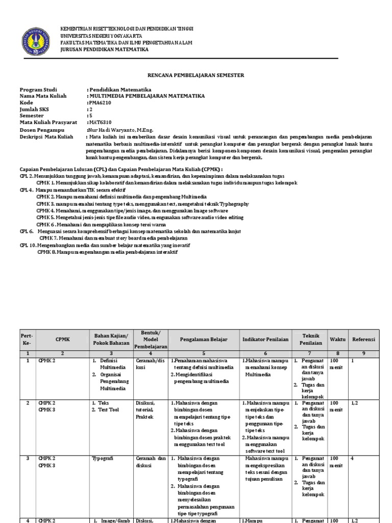 RPS-Multimedia Pembelajaran Matematika | PDF | Komputer