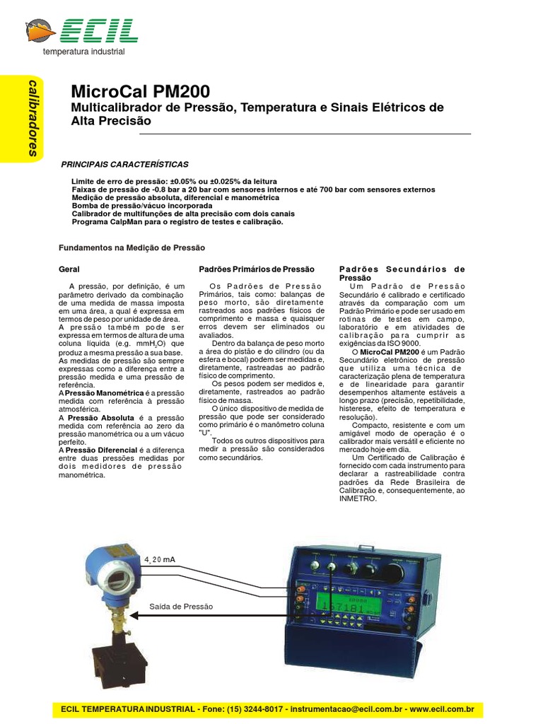Microcal PM200 | PDF | Pressão | Temperatura