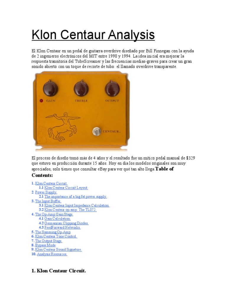 Klon Centaur Analysis | PDF | Amplificador | Amplificador operacional