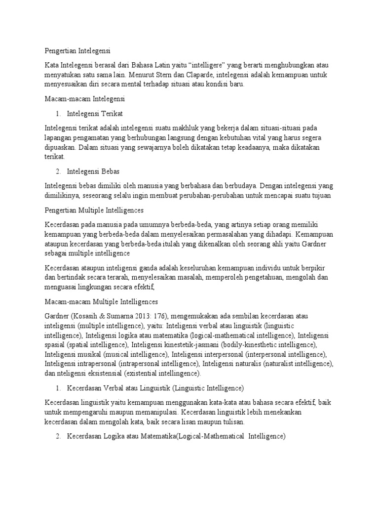 Inteligensi Dan Multiple Intelligences | PDF