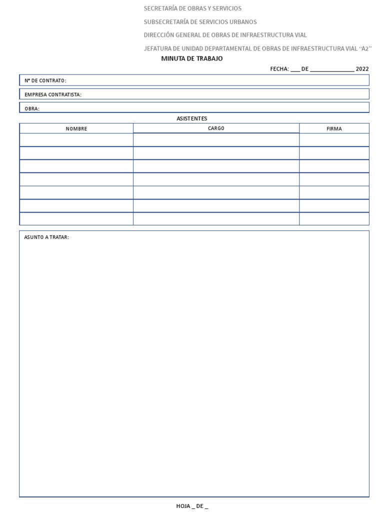 Minuta de Trabajo | PDF | Negocios | Finanzas y dinero