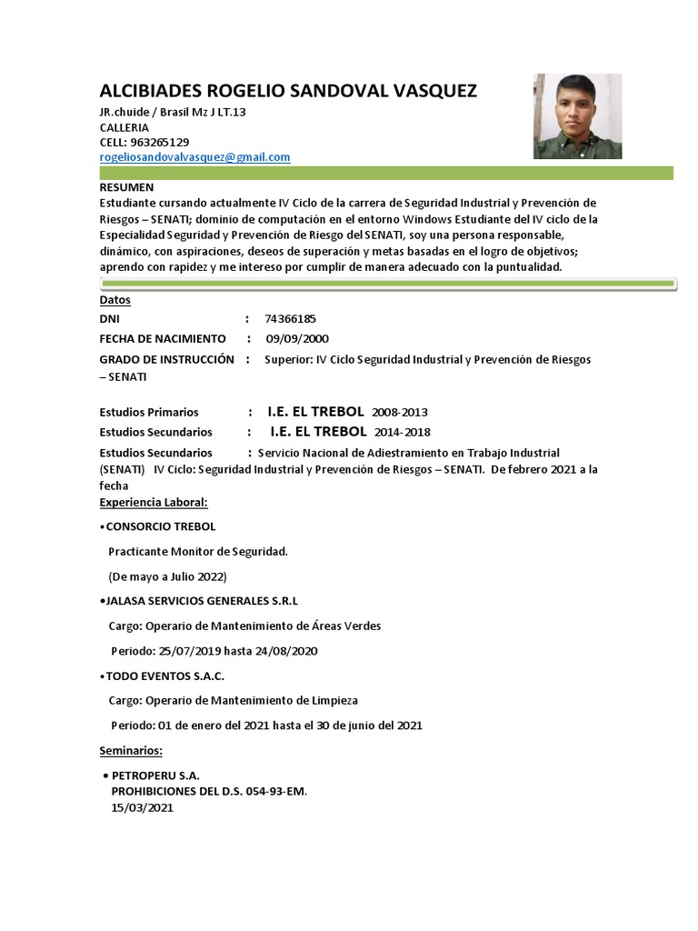 CURRICULUM-VITAE ALCIBIADES ROGELIO SANDOVAL VÁSQUEZ 2023 Completo | PDF | Crecimiento personal ...