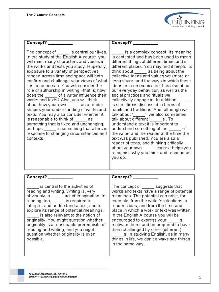 7 Course Concepts For Students Gap Fill - 1 | PDF | Concept | Idea