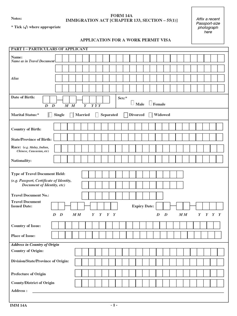 Singapore Work Permit Application Form | PDF | Travel Visa | Cultural ...
