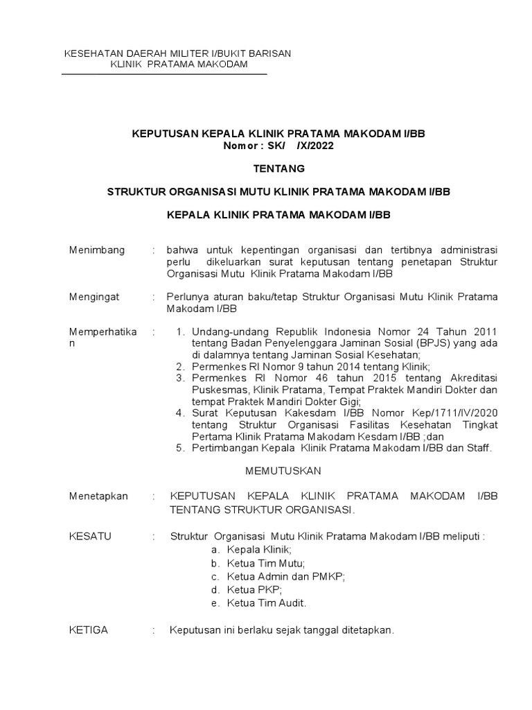 SK Struktur Orgas Baru Mutu | PDF | Sains & Matematika