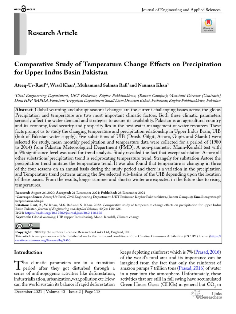 Comparative Study of Temperature Change Effects On Precipitation ... Comparative Study of Temperature Change Effects On Precipitation ...