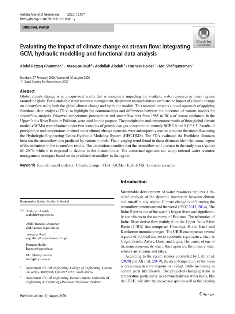 Evaluating The Impact of Climate Change On Stream Flow Integrating PDF ... Evaluating The Impact of Climate Change On Stream Flow Integrating PDF ...