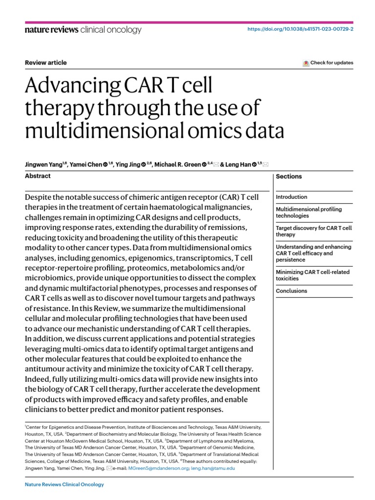 CAR-T Cells | PDF | Proteomics | Epigenetics