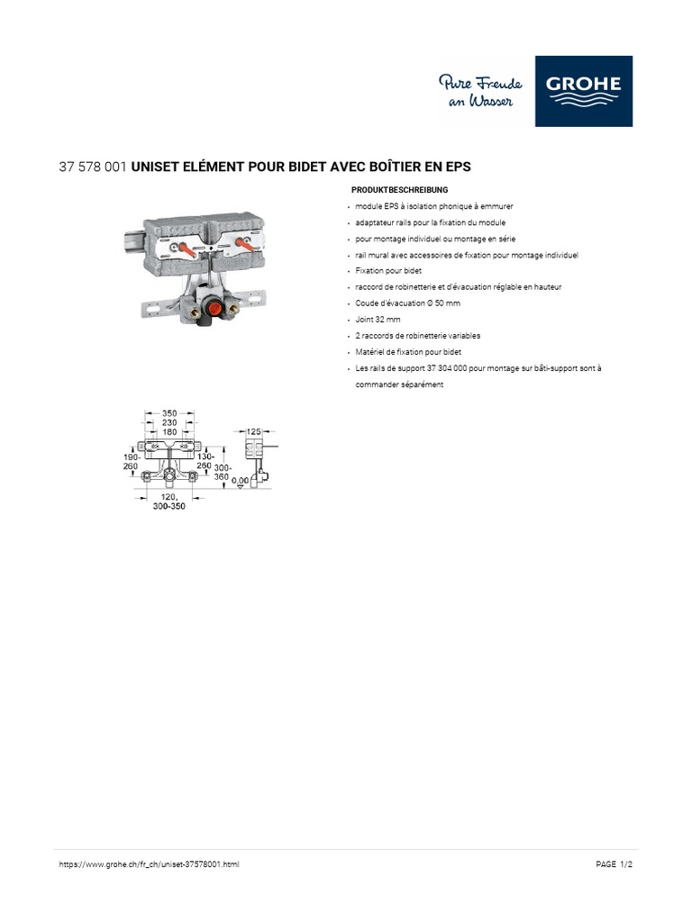 Élément Bidet Grohe 37578001 avec Isolation | PDF | Technologie et ...