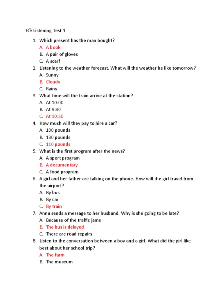 Comprehension Test on Various Spoken English Passages | PDF