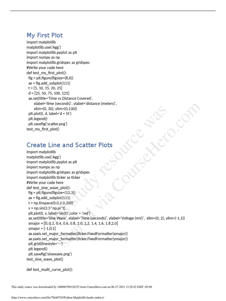 Python Matplotlib Hands On - Compress | PDF