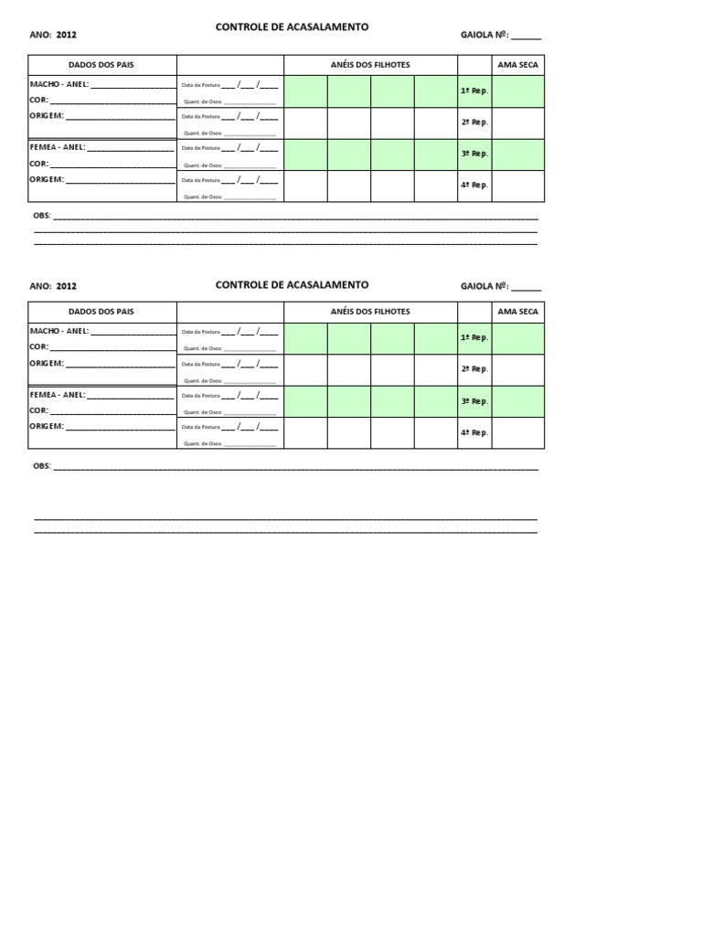 Controle Acasalamento | PDF