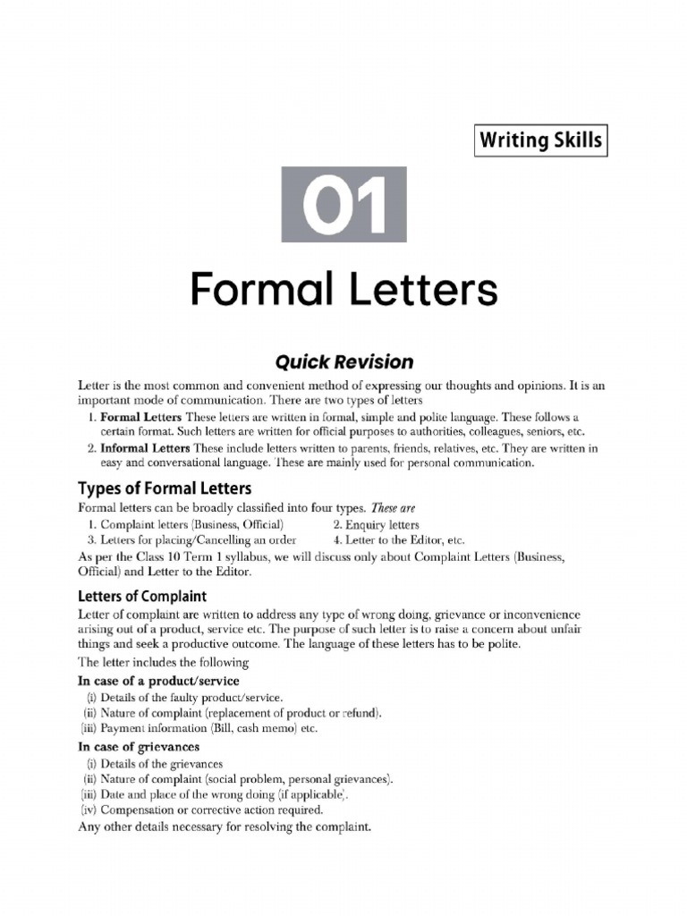 Formal letters Quick revision | PDF