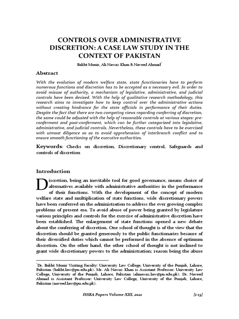 Controls Over Administrative Discretion PDF | PDF | Discretion ...