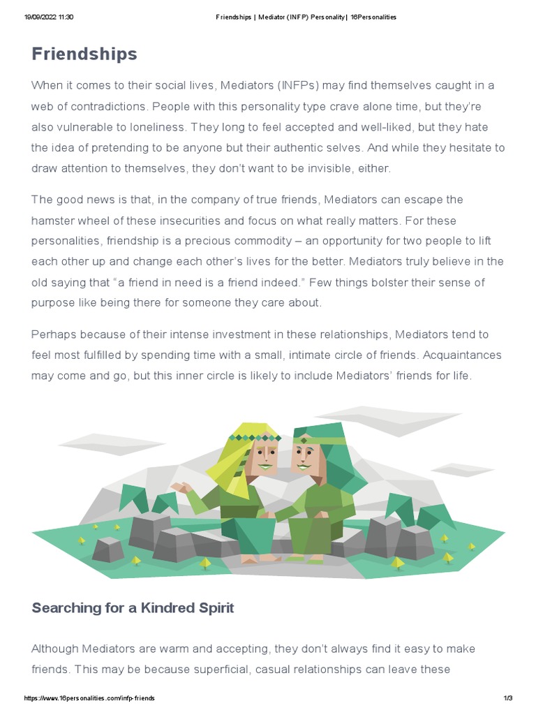 Friendships - Mediator (INFP) Personality - 16personalities Part04 | PDF | Friendship ...