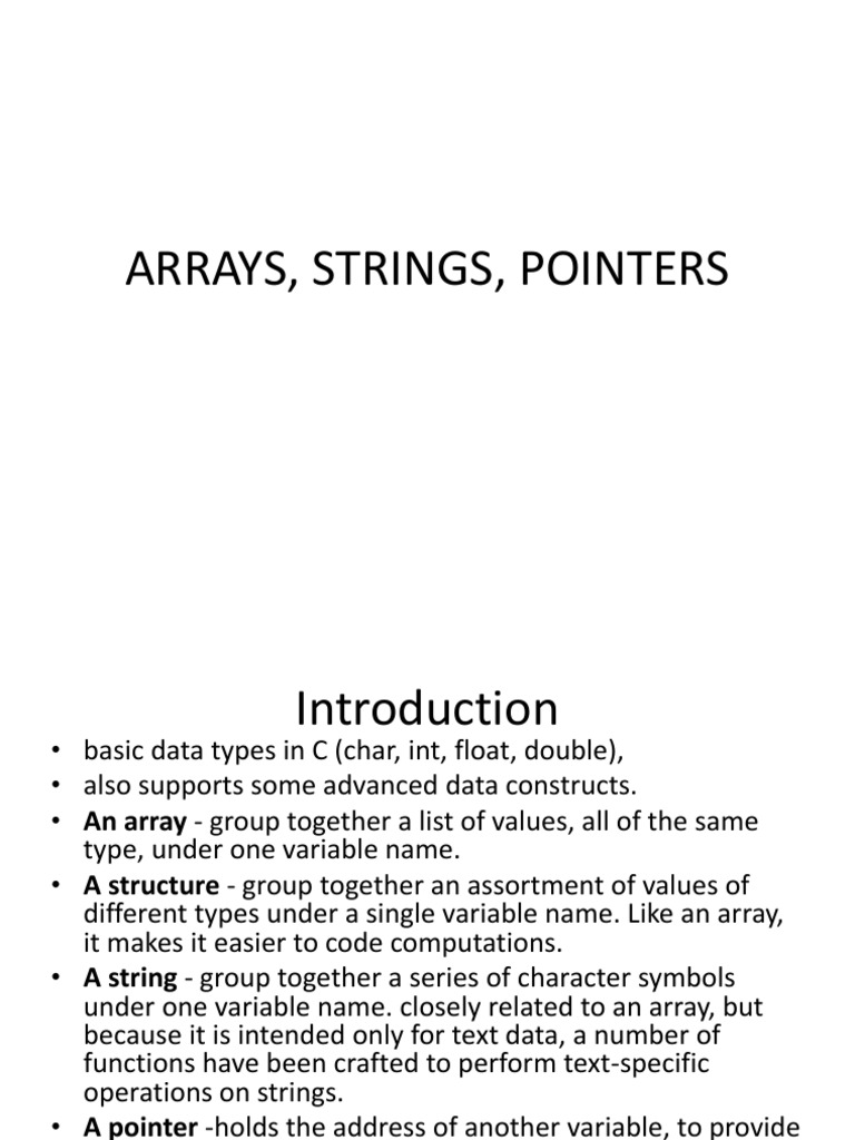 Arrays Strings Pointersclass Pdf Pdf Pointer Computer Programming String Computer