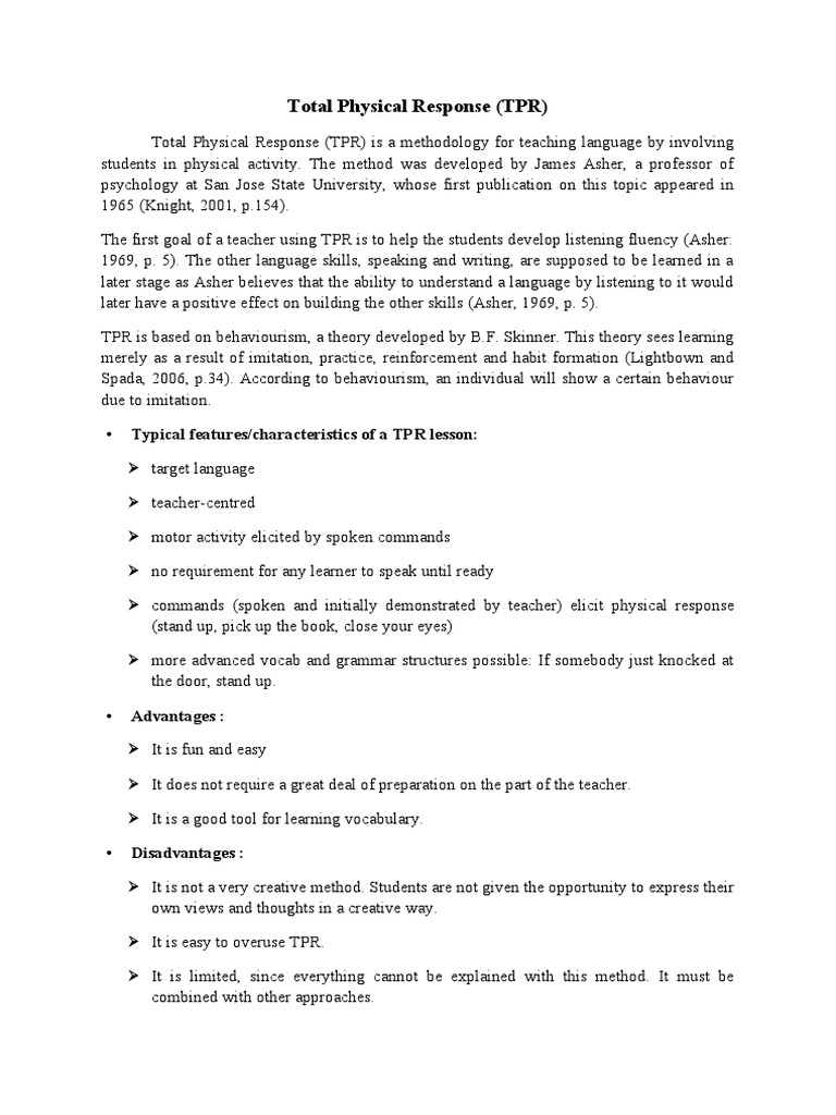 Total Physical Response Summary | PDF