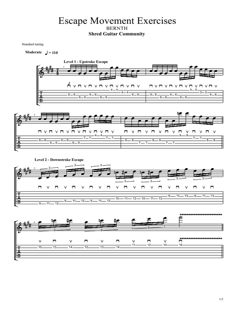 Guitar Technique Escape Movement Exercises | PDF | Guitar Family ...
