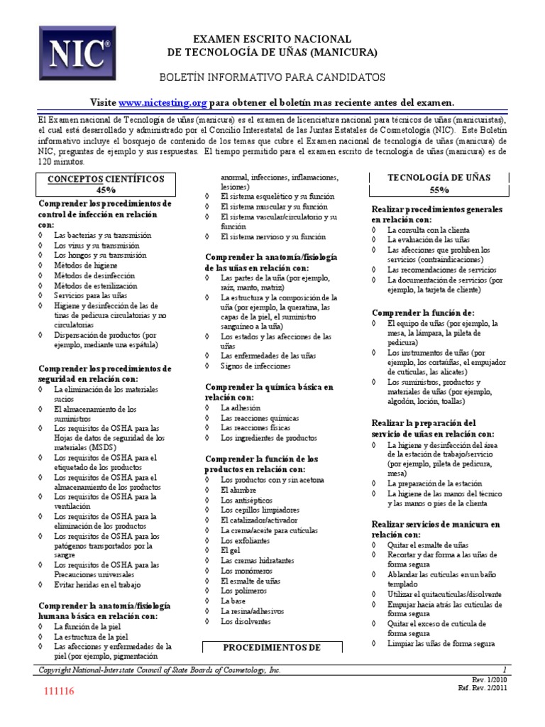 CA-Nail-Technology Written Spanish CIB-1 PDF | PDF | Clavo (anatomía ...