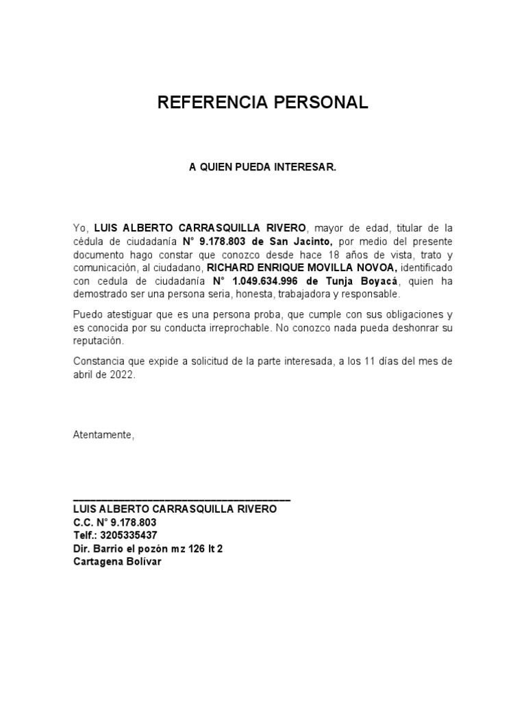 Referencia Personal | PDF