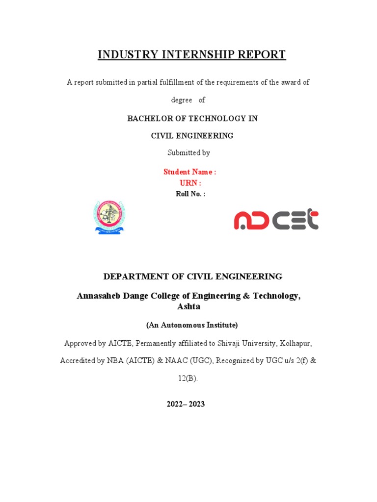 Internship Report Format ADCET | PDF