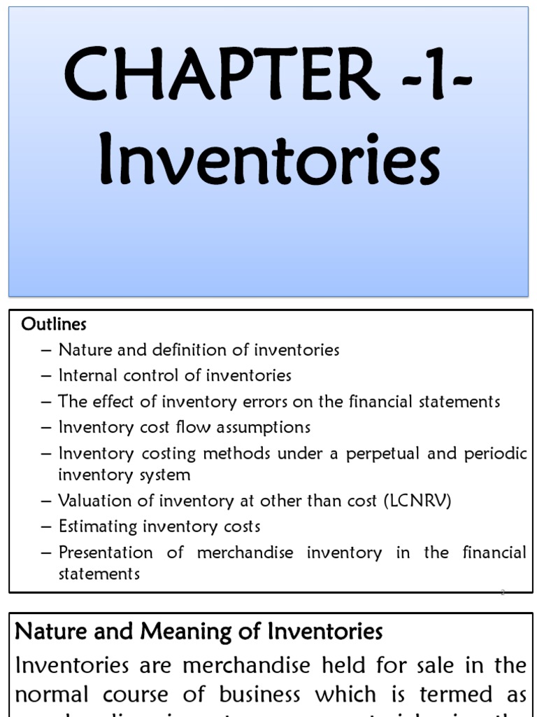CH 1 Funamentals of Acct - II - Inventories | PDF | Inventory | Inventory Valuation