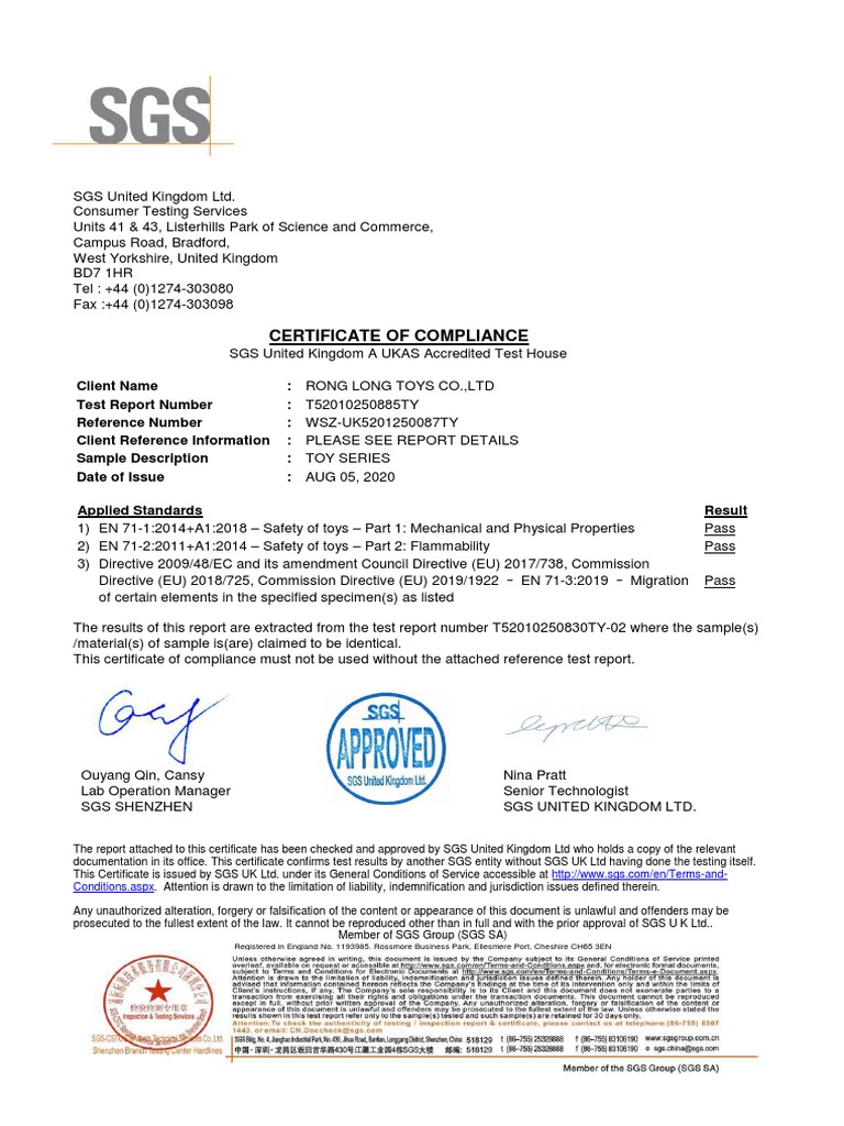 En71 SGS | PDF | Chromium | Manganese